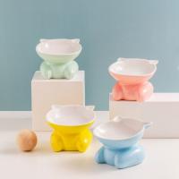 China Candy Colored Tableware Pet Ceramic Bowl Non Toxic 15deg Tilt Angle Ceramic Dog Bowls for sale
