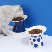 China Blue Diamond Ceramic Cat Dog Bowl 5.3in 6.5in Slow Feeder Non Skid Easy Clean for sale