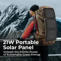 China Outdoor Camping MONO Solar Cell 21W Solar Charger with USB Port 24% Efficiency for sale