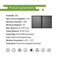 China 30W 18V Portable Solar Panel For Caravan Marine IP65 Weatherproof Black Monocrystalline for sale