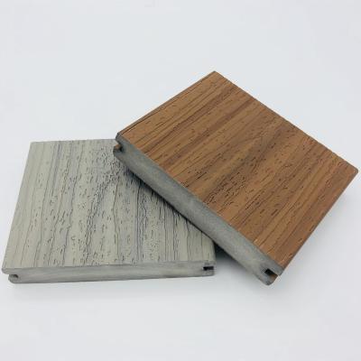 China Outdoor Anti-UV Waterproof PVC Plastic Wood Decking 140mm Brushing Finish for sale