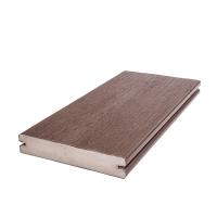 China Outdoor Anti-UV Waterproof PVC Plastic Wood Decking 140mm Brushing Finish for sale