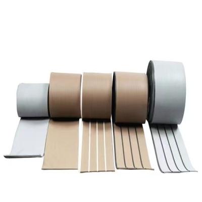 China Anti-Slip Synthetic Teak PVC Boat Decking 190mm x 5mm x 25m Roll Teak or Grey for sale