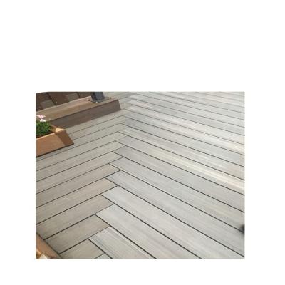 China Outdoor Waterproof Wood Grain Double Color Co-Extruded WPC Decking 140mm x 25mm for sale