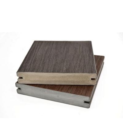 China 4m Length Wood Texture WPC Balcony Floor Covering 140mmx25mm Outdoor Composite Decking for sale