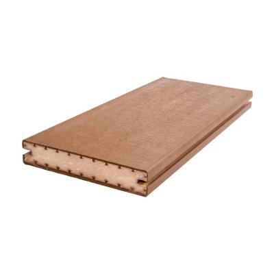 China Brown Covered Elastic Plastic and PVC Core Inside Garden Solid Grooved Composite Flooring for Outdoor Balcony for sale
