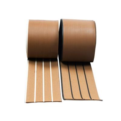 China PVC Synthetic Teak Decking Mat 5mm x 190mm x 25m for Boat Yacht Flooring for sale