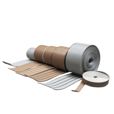 China 190mm x 5mm x 25m Inner-Lock Waterproof Teak Synthetic Marine Deck PVC Composite Flooring Mat for sale