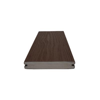 China Foamed PVC Co-extruded Decking 140mm x 25mm with ASA Coating Anti UV Slip Resistant for sale