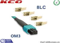 China 8 Cores OM3 10G MPO MTP Patch Cord LC Multimode MPO Fiber Patch Cord for Data Center for sale