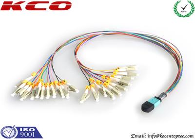 China 24Fibers MPO MTP Trunk Patch Cord , MTP To LC Breakout Cable 24cores Fan Out for QSFP OSFP for sale