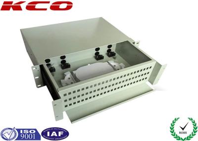 China Steel Fiber Optic Terminal Box Rack Mount Fiber Optic Patch Panel 2U with LC Adapters for sale
