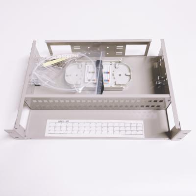 China 19inch 2U 48 Ports SC Simplex LC Duplex Fiber Optic Patch Panel Box with Cold Rolled Steel Construction for sale