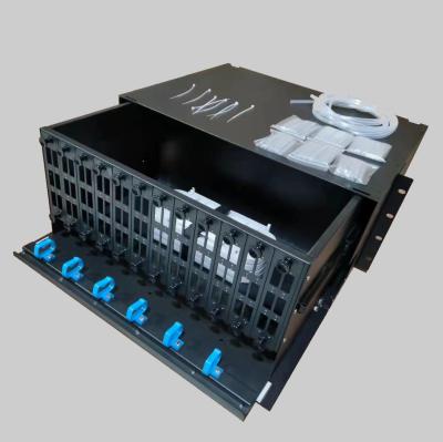 China 4U Drawer Type 96 Ports Rack Mount Fiber Optic Termination Box with 485*300*4U Dimensions for sale
