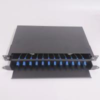 China 12 Ports 19 Inch Rack Mount Fiber Optic Patch Panel with Drawer Sliding 485x300x1U Design for sale