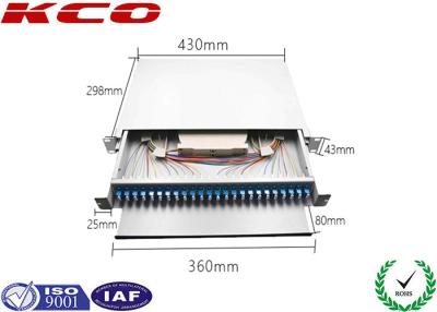 China 48 Cores LC Duplex 1U Drawer Network Termination Box , Rack Mountable Fibre Termination Panel for sale