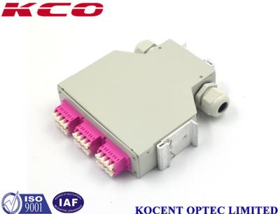 China FTTH GPON Fiber Optic Din Rail Terminal Splice Box OM4 LC 24 Ports KCO-DINRAIL-LC-OM4-24 for sale