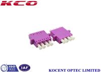 China Compact Purple Fiber Optic Adapter LC OM4 No Dust Cap With Flange 4 Channel Way for sale