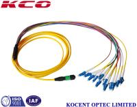 China MPO-12 Single Mode Breakout Fiber Optic Cable MPO/APC To LC/UPC OS2 G652D 2.0mm PVC for sale