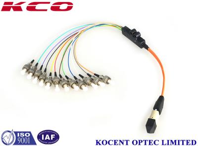 China OM1 62.5 OM2 50/125 MPO-12 To ST Fiber Optic Breakout Cable Multimode Long Lifespan for sale