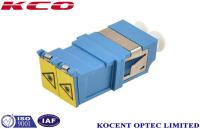 China LC/UPC Duplex Shutter Fiber Optic Adapter Full Flange Single Mode MonoMode Blue Colour for sale