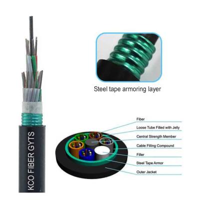 China 96fo 96 Cores 96fibers Single Mode GYTS Armored Optical Fiber Cable For Out Plant Aerial and Duct for sale