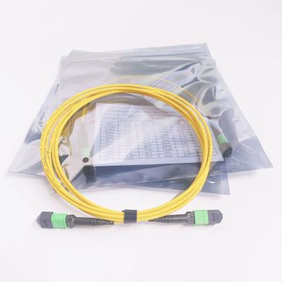 China 12F SM G657A1 MPO-12 3.0mm Optical Fiber Patch Cable MTP-12 Female Fiber Trunk Cable Type B for sale