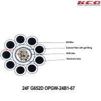 China OPGW-24B1-67 OPGW Fiber Optic Cable SM G652D 24cores Optical Ground Wire for Aerial for sale
