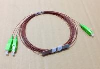China 1x2 PLC Splitter SCA / FTTH Blockless Mini Splitter 1*2 0.9mm 1.5m G657 Fiber SCAPC Connector for sale