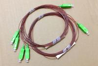 China 1x2 PLC Splitter SCA / FTTH Blockless Mini Splitter 1*2 0.9mm 1.5m G657 Fiber SCAPC Connector for sale