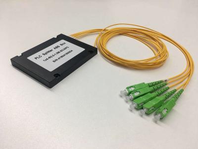 China ABS Box Type Fiber Optic Splitter PLC 1*4 1x4 1:4 SCAPC connector 1.0mm 1.0m SM G657A1 for sale