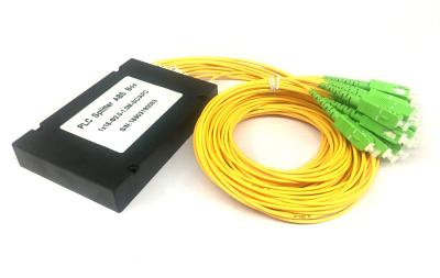 China ABS Box Type 1*16 1x16 1:16 Splitter Fiber Optic PLC Single Mode G652D G657A SCA Connector Pigtail 2.0mm for sale