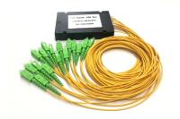 China ABS Box Type 1*16 1x16 1:16 Splitter Fiber Optic PLC Single Mode G652D G657A SCA Connector Pigtail 2.0mm for sale