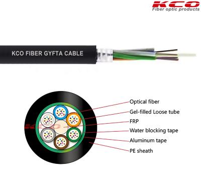 China SMF 9/125 G652D 6-288 Fibers Non-metallic Light Armored Outdoor GYFTA Duct Fiber Optic Cable for sale