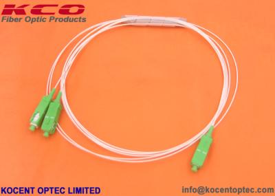 China Durable 1x2 Mini Tube Fiber Optic Splitter PLC 0.9mm 1.0m LSZH SC/APC LC/APC for sale