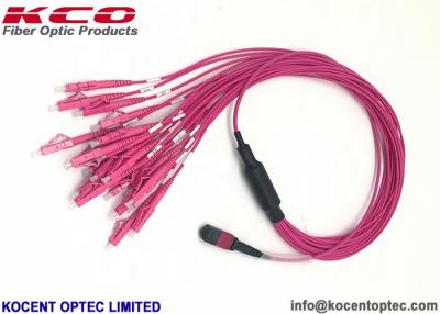 China MPO-24 MTP-24 OM4 Violet 24fo DLC Fiber Optic Patch Cord Fanout LSZH Cover With MPO Adapter for sale