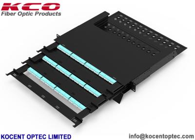 China Slide Type 1U 144fibers MPO Patch Panel Rack Mount Terminal Box 19'' MTP Patch Panel for sale