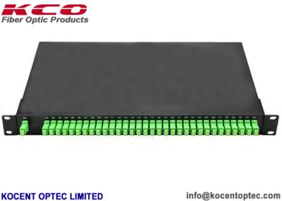 China 1x32 Fiber Optic PLC Splitter with SC/APC Connector and Rack Mount for Low Insertion Loss and High Reliability for sale