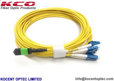 China OEM ODM 8fibers MPO Female Patch cord MTP Trunk Cable to 8 Cores LC/UPC Single Mode G657A1 FTTH GPON for sale