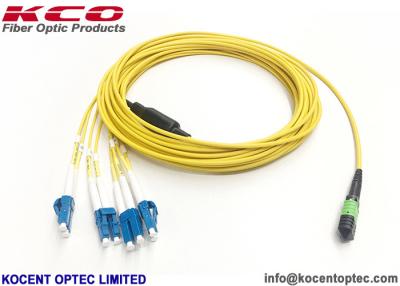 China MTP APC to LC / MPO/APC to LC UPC 8fo Fiber Optic Patch Cord SM G657A LSZH Cover Customized for sale