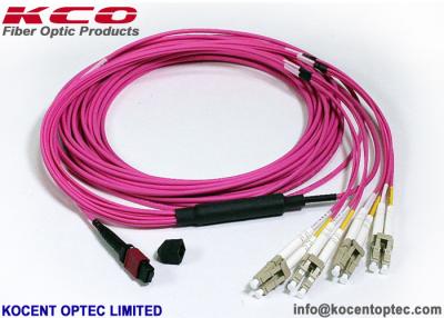China OM4 MPO to LC MTP Fiber Patch Cord LC SC Connector 8 12 24 Core Pink Violet LSZH Break-out Cable for sale