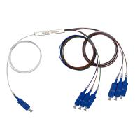 China 1x6 PLC Fiber Optic Splitter Mini Blockless Tube Type SC UPC Connector for sale