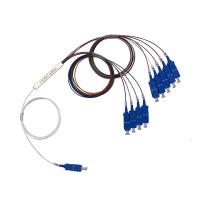 China 1x6 PLC Fiber Optic Splitter Mini Blockless Tube Type SC UPC Connector for sale