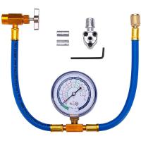 China Piercing Valve with R134a Charging Hose Can Tap with Gauge Recharging Hose Kit Connect Can of R134a, R-12/R-22 Refrigerant Port for sale
