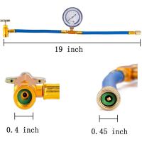 China Piercing Valve with R134a Charging Hose Can Tap with Gauge Recharging Hose Kit Connect Can of R134a, R-12/R-22 Refrigerant Port for sale
