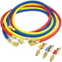 China Commercial Refrigerant Manifold Gauge Set Charging Hose With Ball Valve for sale