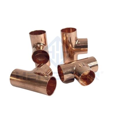 China 1/4 Refrigeration Copper Tee Equal Press Pipe Connector Pipe Fitting Plumb C×C×C for sale