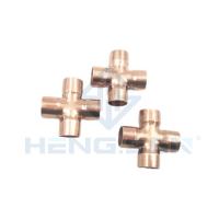 China TP2 Copper Cross Refrigeration Pipe Fittings 4 Way 2