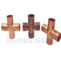 China TP2 Copper Cross Refrigeration Pipe Fittings 4 Way 2