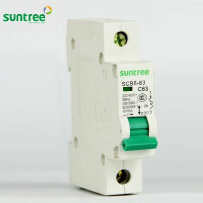 China 3P 230V SCB8-63 6kA Mini Circuit Breaker for sale